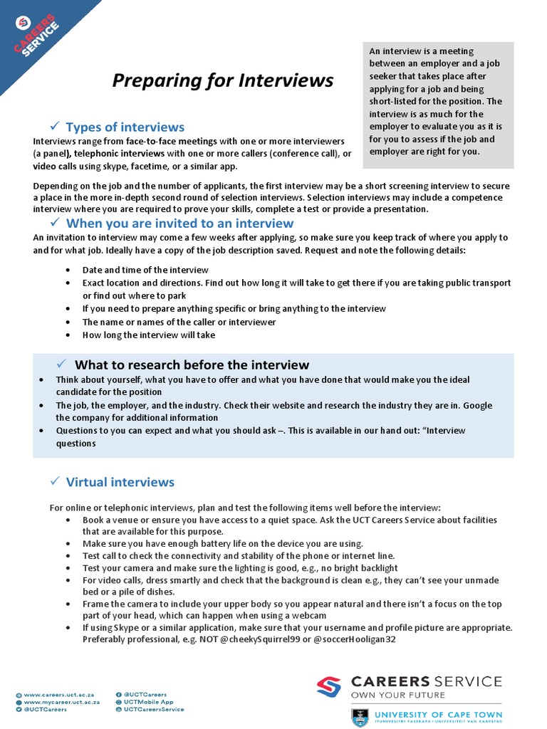 Preparing For Interviews | PDF | Interview | Videotelephony