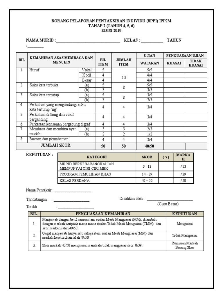 1.3 Borang BPPI IPP2M Tahap 2 Edisi 2019 2906SS19 | PDF