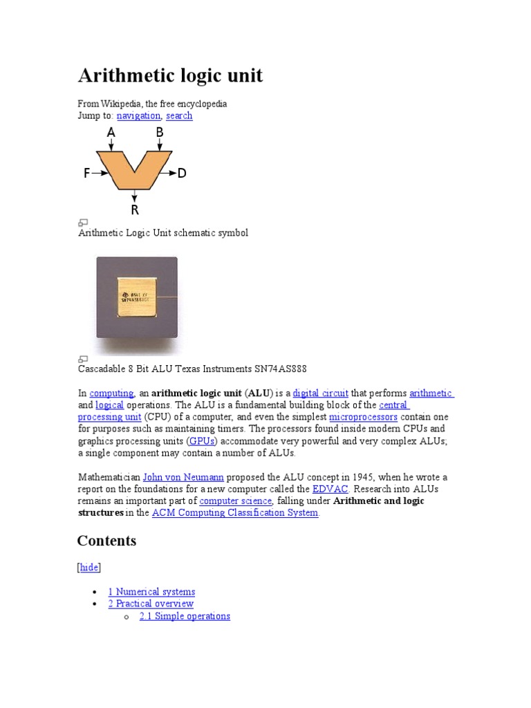 Arithmetic Logic Unit | Download Free PDF | Central Processing Unit ...