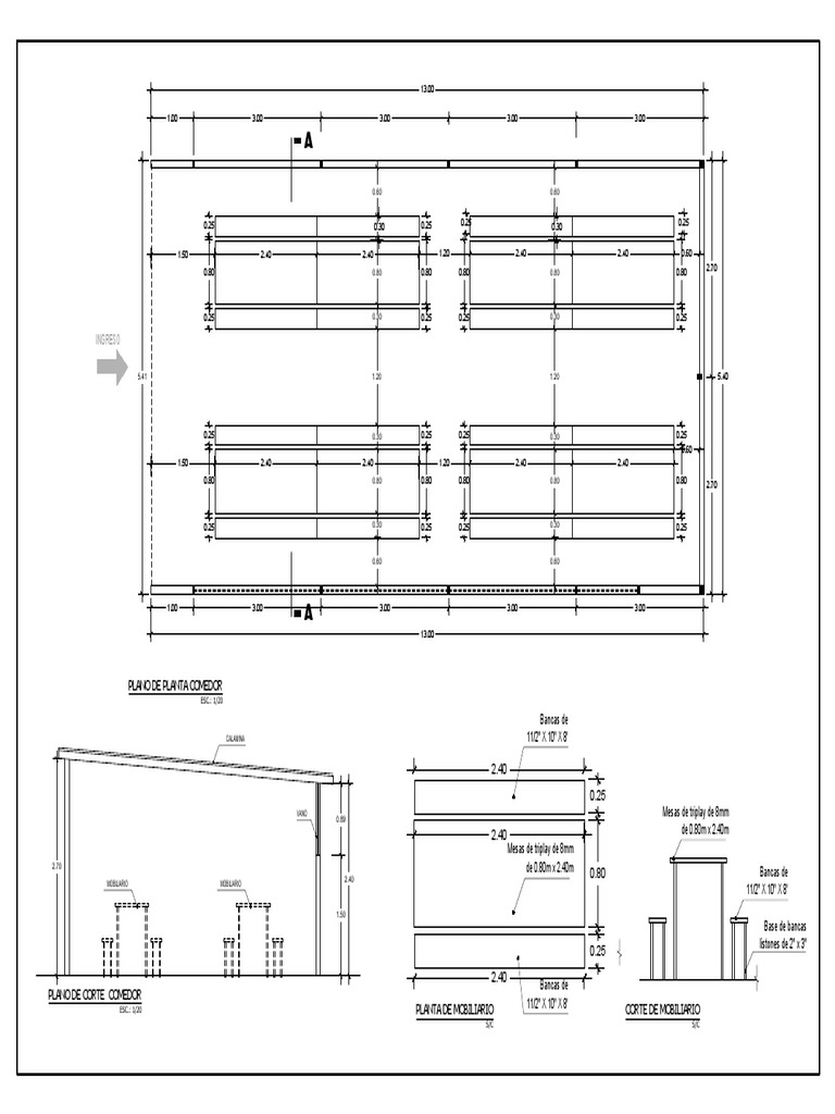 Plano de Comedor Escolar con Medidas | PDF