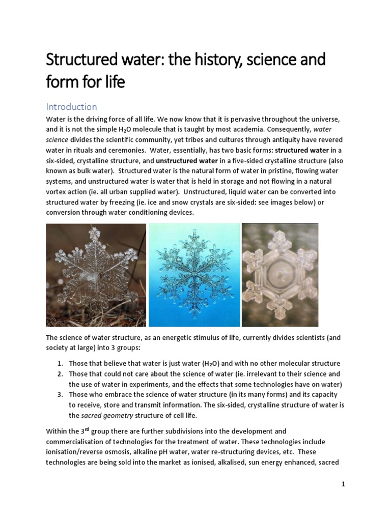 Structured Water: The History, Science and Form For Life | PDF ...