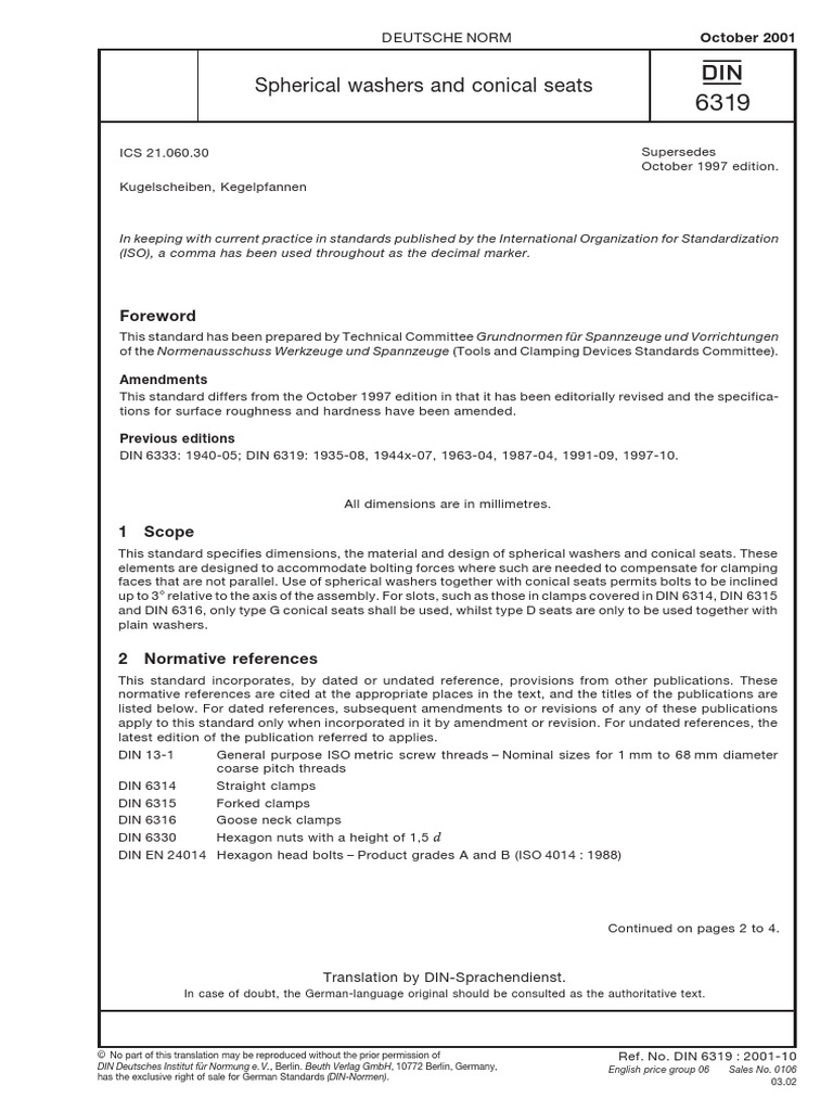 Din 6319 PDF | PDF | Washer (Hardware) | Engineering Tolerance