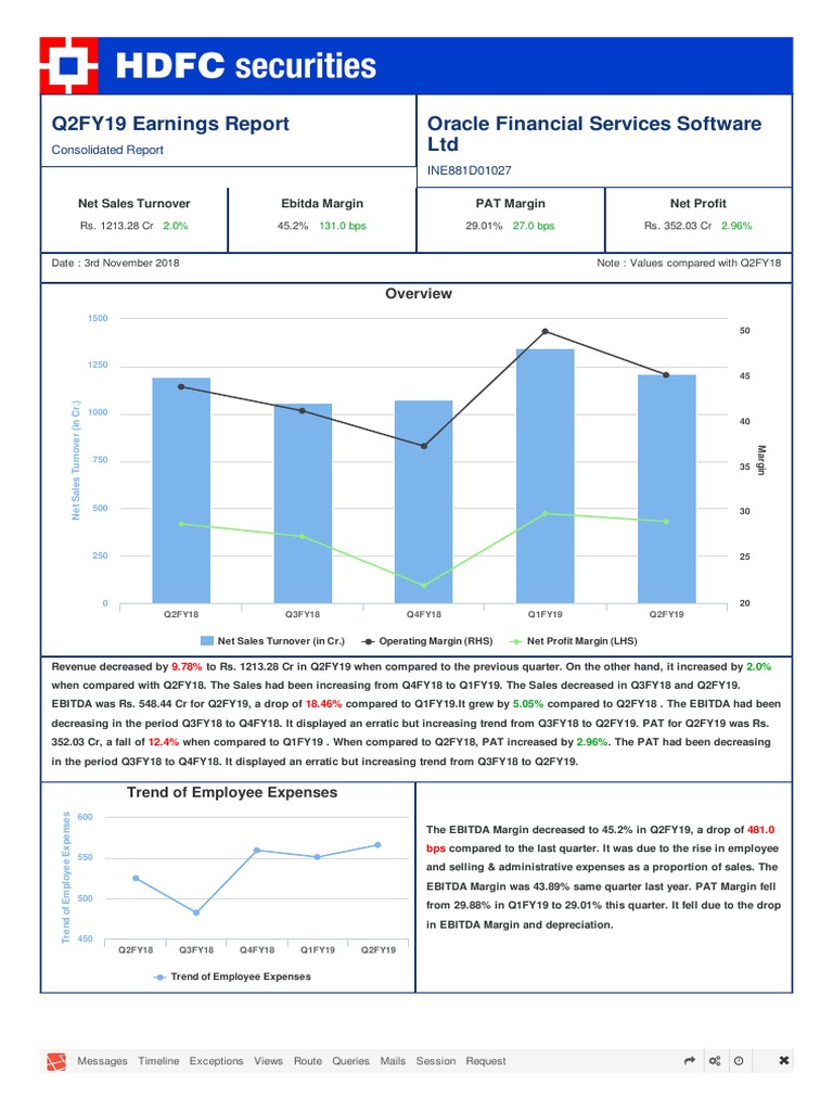 Q2FY19 Earnings Report Oracle Financial Services Software LTD | PDF ...