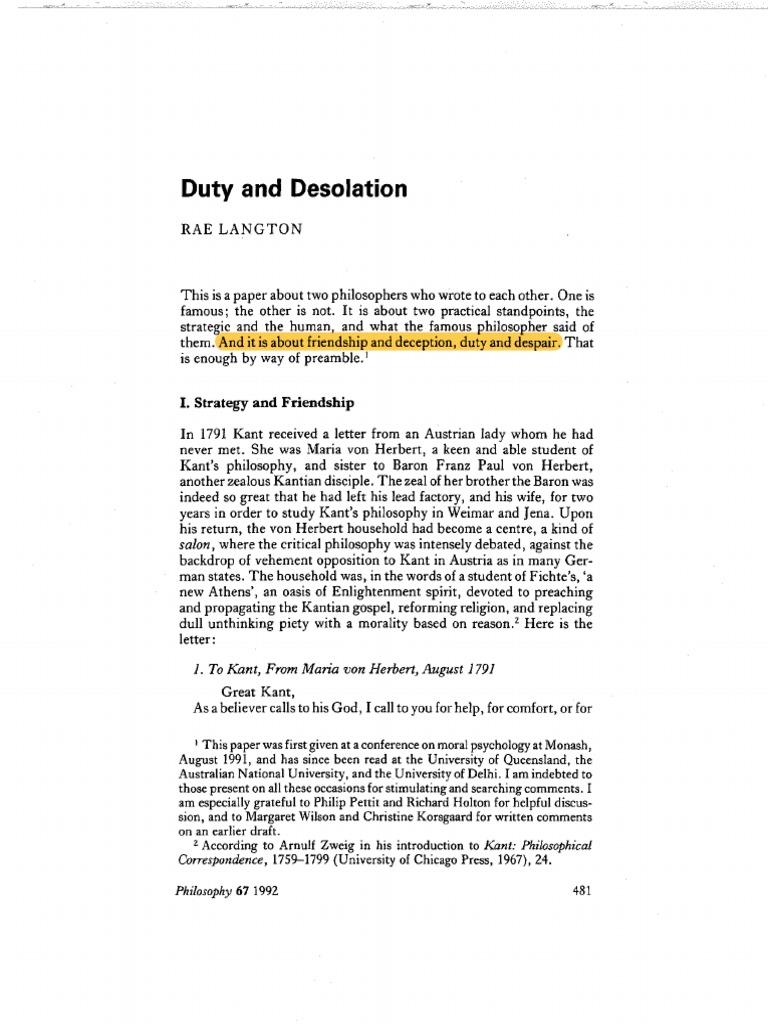Langton, Duty and Desolation | PDF