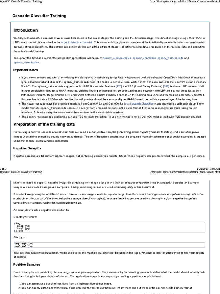 OpenCV Cascade Classifier Guide | PDF | Parameter (Computer Programming) | Application ...