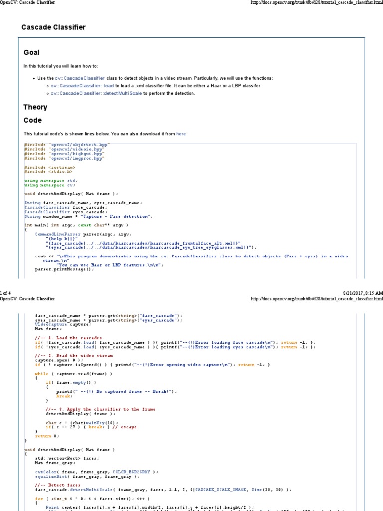 OpenCV - Cascade Classifier | PDF | Software Engineering | Computer ... OpenCV - Cascade Classifier | PDF | Software Engineering | Computer ...