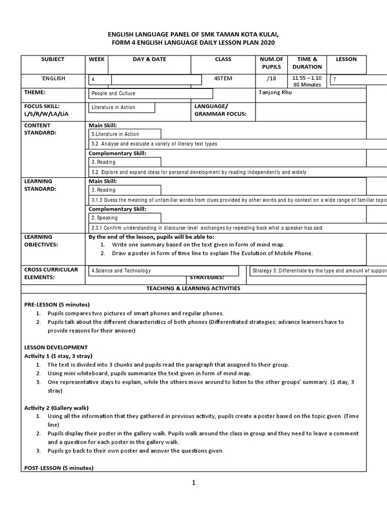 English Language Panel of SMK Taman Kota Kulai, Form 4 English Language ...