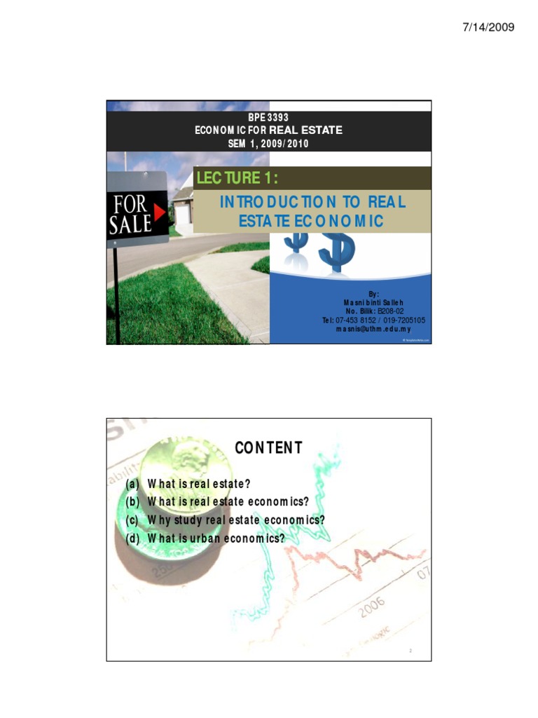 Lecture 1 - Introduction To Real Estate Economics | PDF | Economics ...