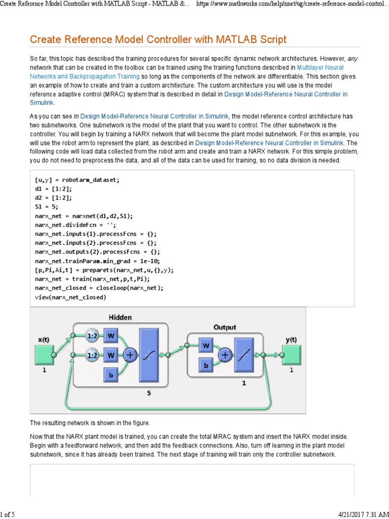 Create Reference Model Controller With Matlab Script Matlab And Simulink Pdf Control Theory