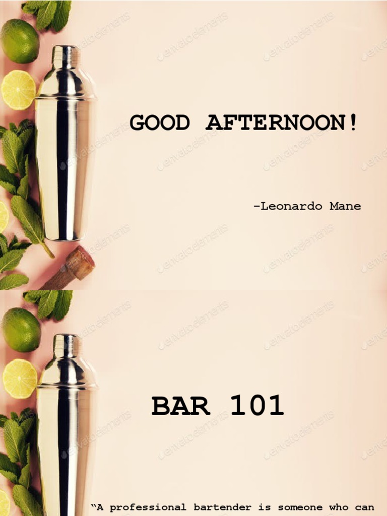 Bar Terminologies | PDF | Alcoholic Drinks | Drink