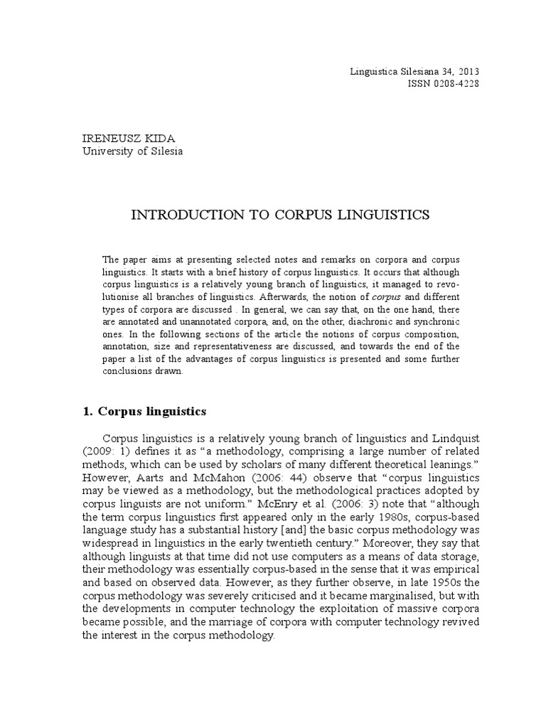 Introduction To Corpus Linguistics PDF | PDF | Annotation | Markup Language