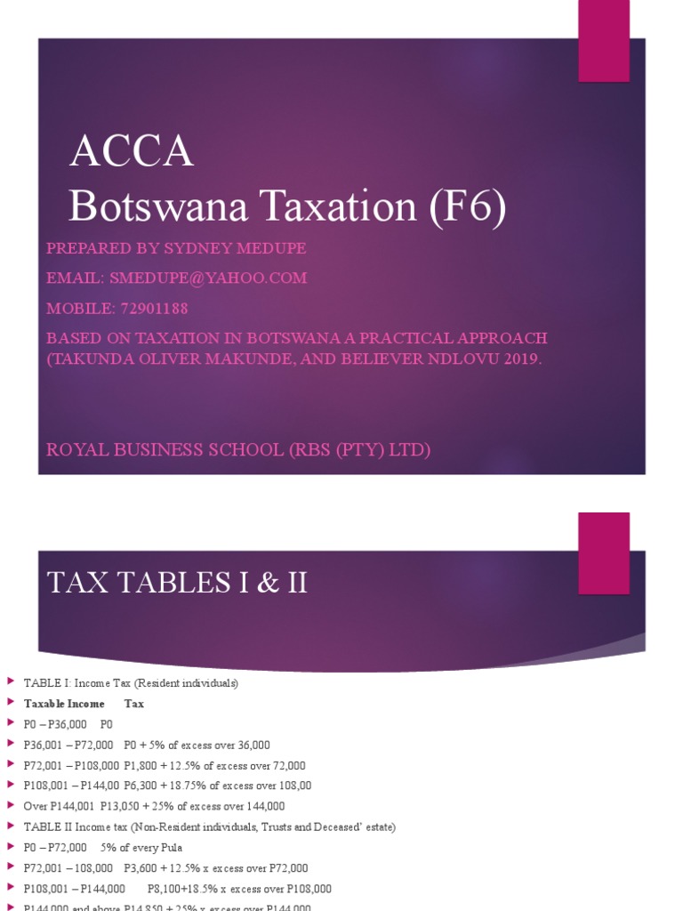 Botswana Taxation Overview and Rates | PDF | Value Added Tax ...