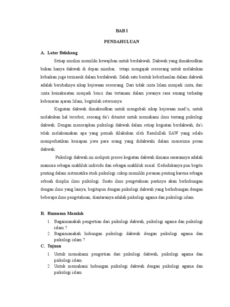 Makalah Hubungan Psikologi Dakwah Dengan | PDF