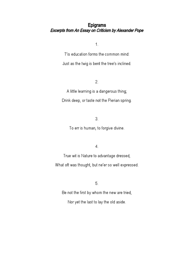 Epigrams by Alexander Pope | PDF