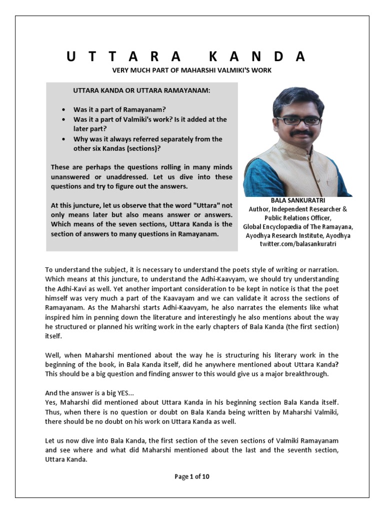 Uttara Kanda | PDF | Ramayana | Rama
