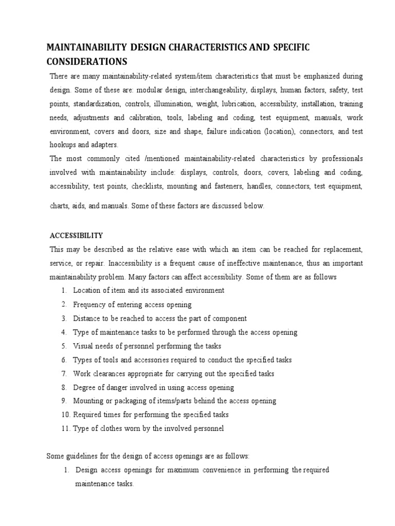 Maintainability Design Characteristics | PDF | Modularity | Reliability ...