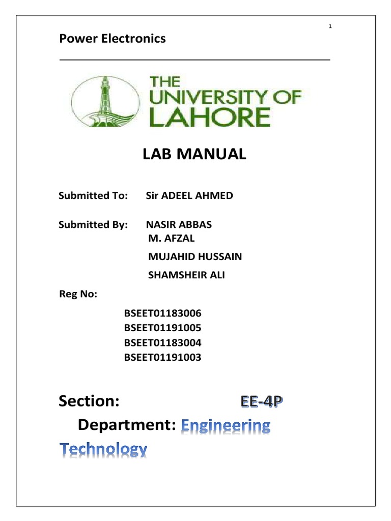 Power Electronics Lab Manual | PDF | Rectifier | P–N Junction