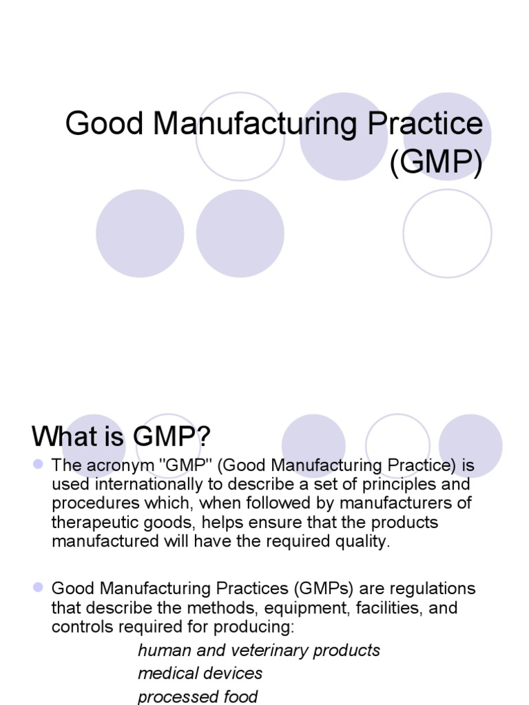 Good Manufacturing Practice (GMP) | PDF | Drugs | Medicine