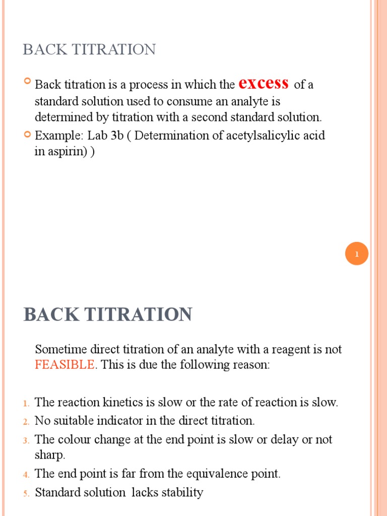 Chapter 4b-Back Titration | PDF | Titration | Chemistry