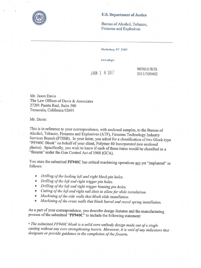 Polymer 80 ATF Determination Letter | PDF