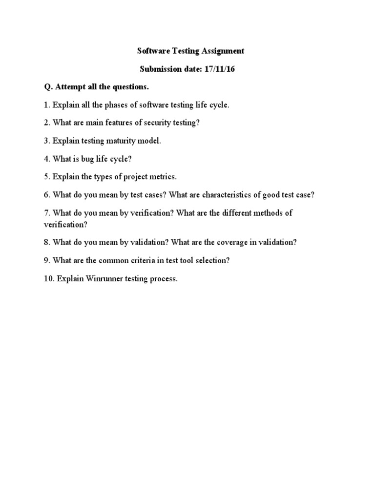 Software Testing Assignment Pdf