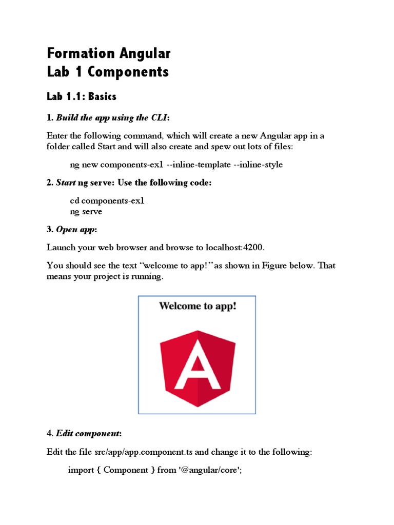 Angular Components Lab Guide | PDF | Letter Case | Command Line Interface