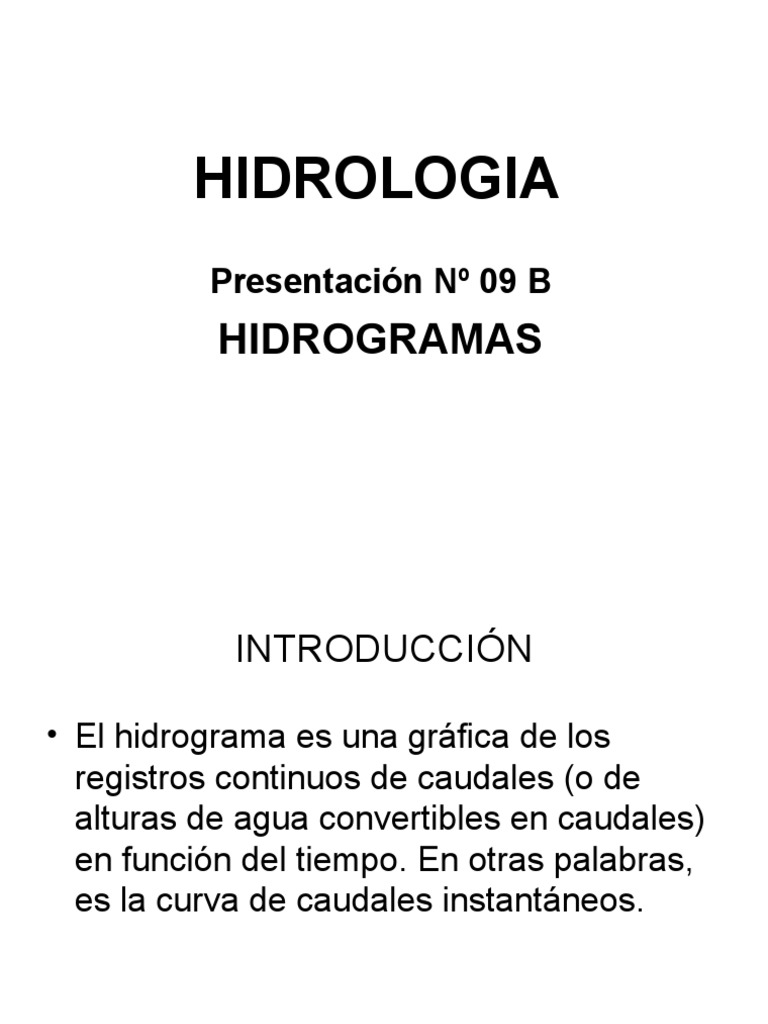 Hidrogramas: Tipos y Cálculos Clave | PDF | Hidrología | Ciencias de la Tierra