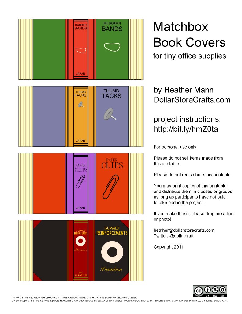 Matchbox Book Covers Printable | PDF