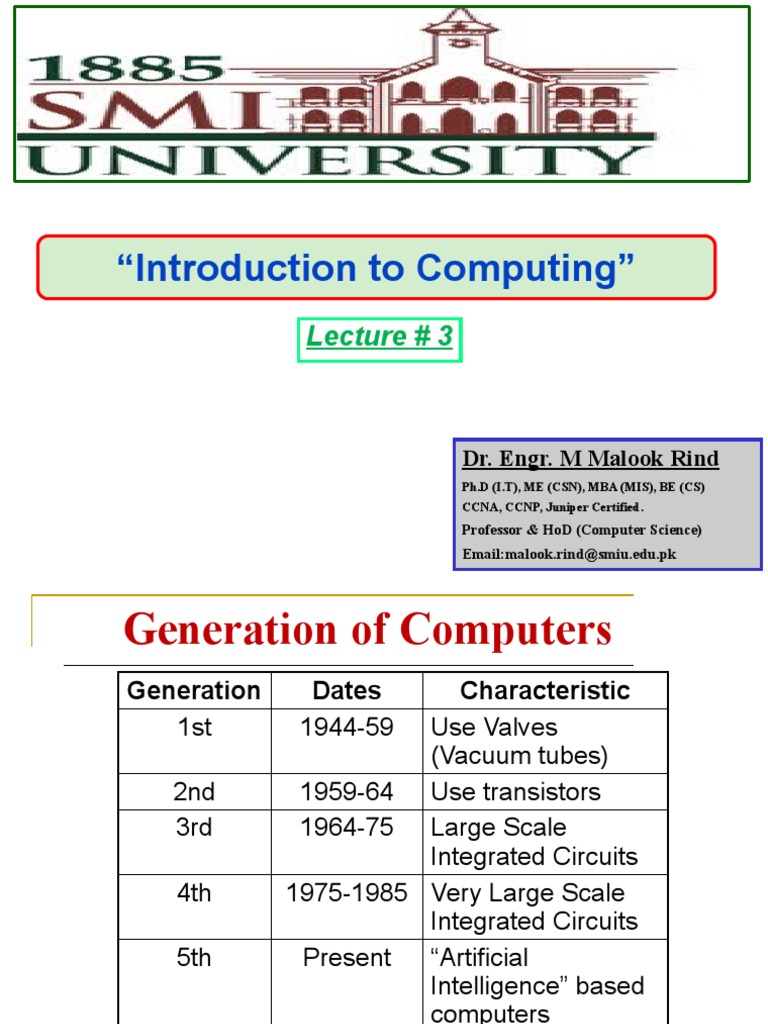 Generations of Computers | PDF | Computer Monitor | Central Processing Unit