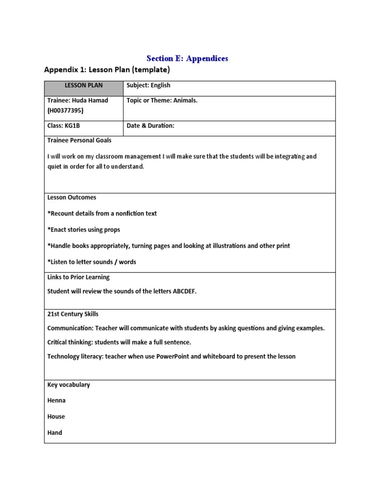 Letter H Lesson Plan | PDF | Lesson Plan | Teachers