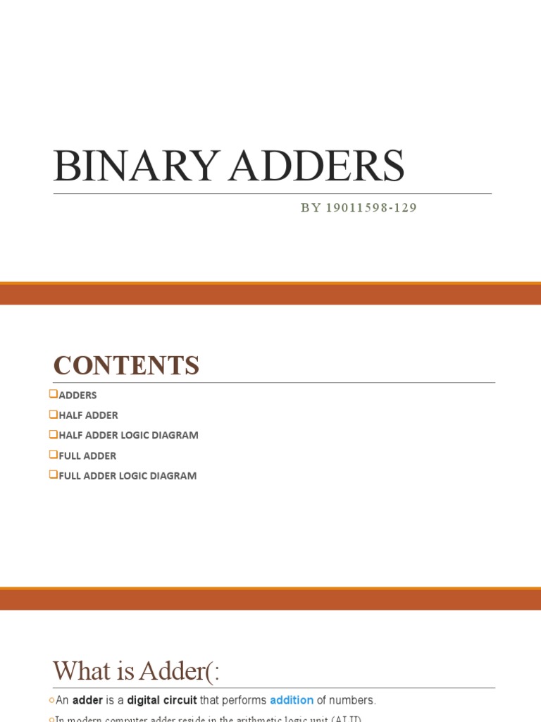 Overview Of Binary Adders Pdf Teaching Methods Materials