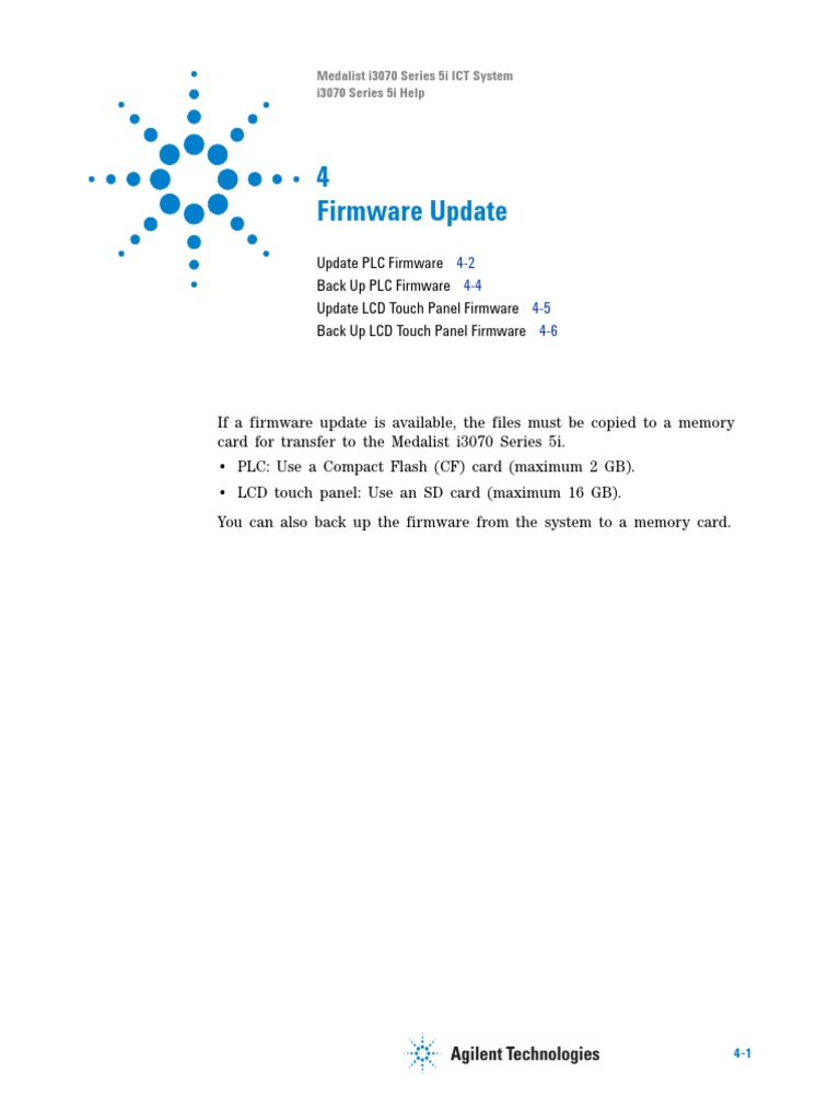4 Firmware Update: Medalist I3070 Series 5i ICT System I3070 Series 5i Help | PDF | Computer ...