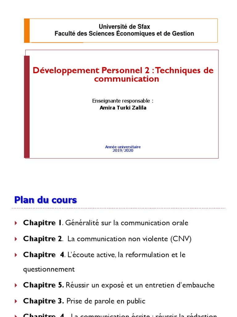 Techniques de Communication en Cours | PDF | la communication ...