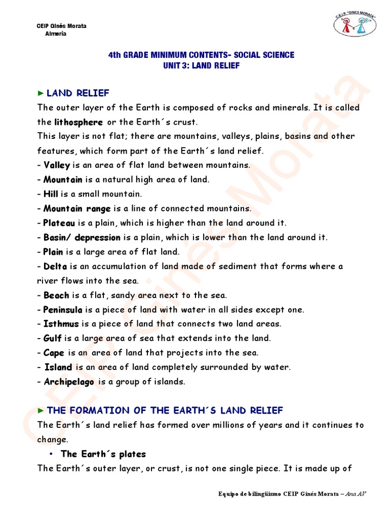 Types of Land Relief and How the Earth's Surface Has Formed | PDF ...