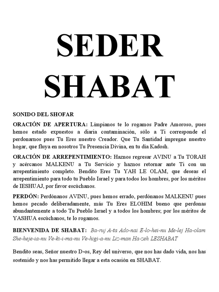 SHABAT | PDF | Shabat | Bendición