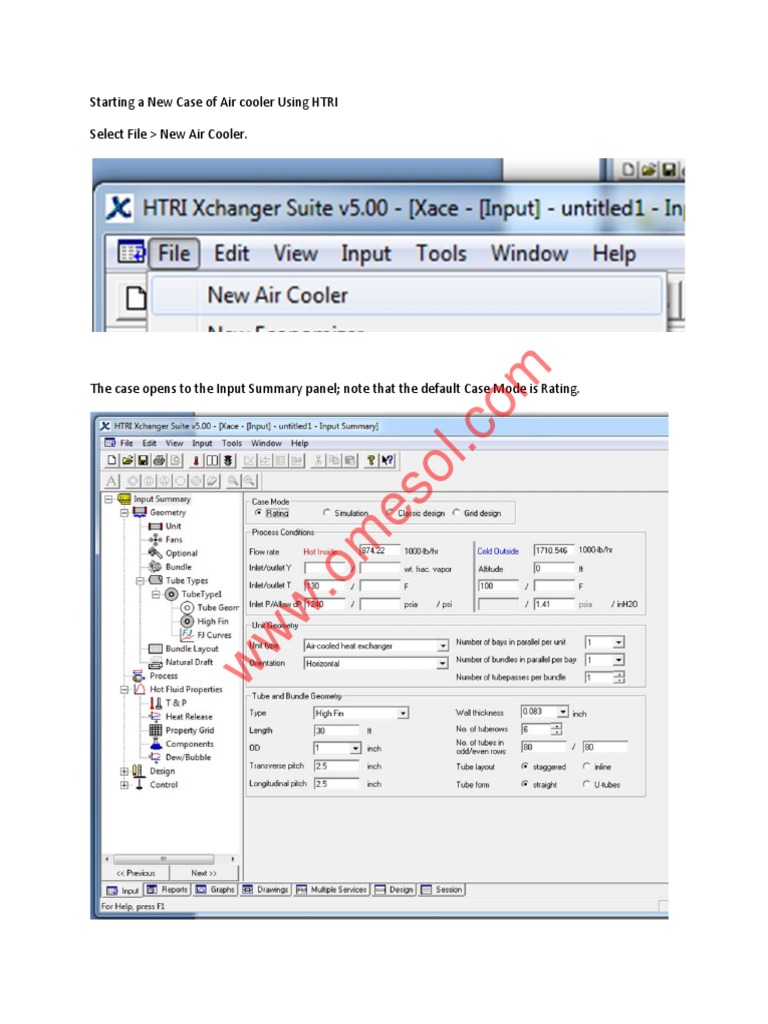 Starting A New Case of Air Cooler Using HTRI Select File New Air Cooler ...