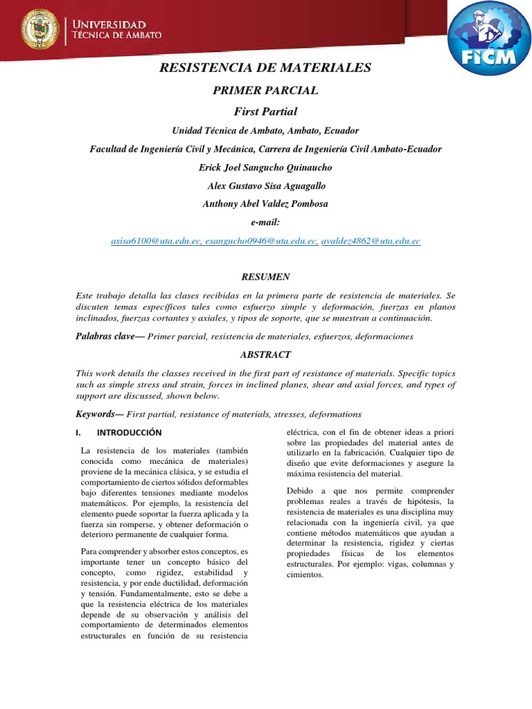 Resistencia de Materiales Resumen Contenido | PDF | Doblar | Resistencia de materiales