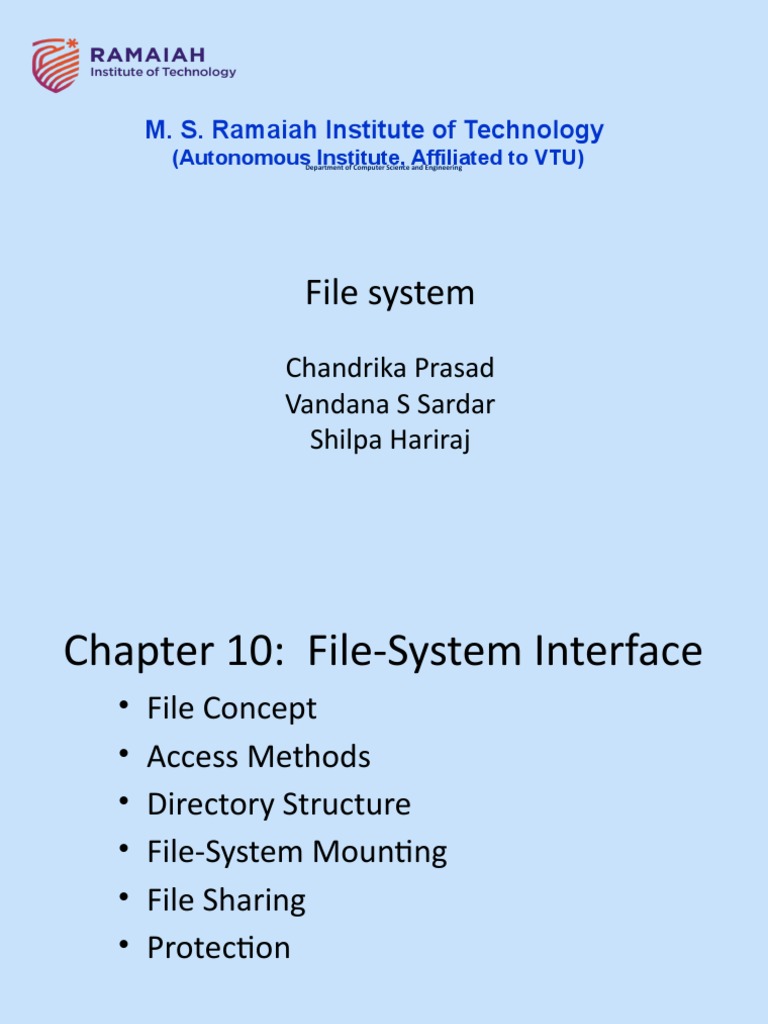 File System: M. S. Ramaiah Institute of Technology | Download Free PDF | File System | Computer File