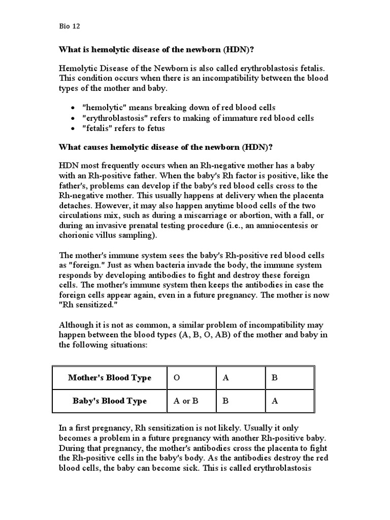 What Is Hemolytic Disease of The Newborn (HDN) ? | PDF | Anatomy ...