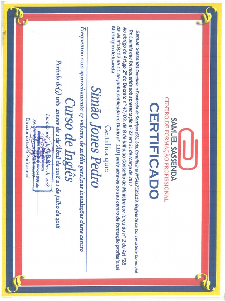 Certificado Ingles PDF | PDF