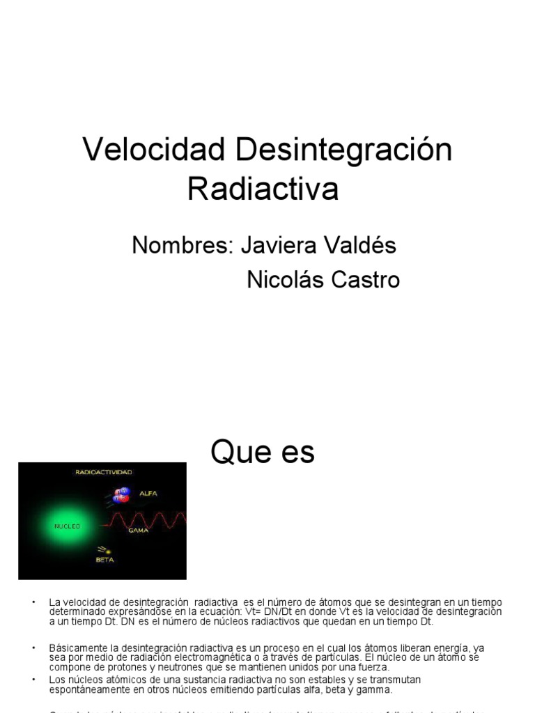 Velocidad Desintegración Radiactiva - PPT 1111 | PDF | Desintegración ...
