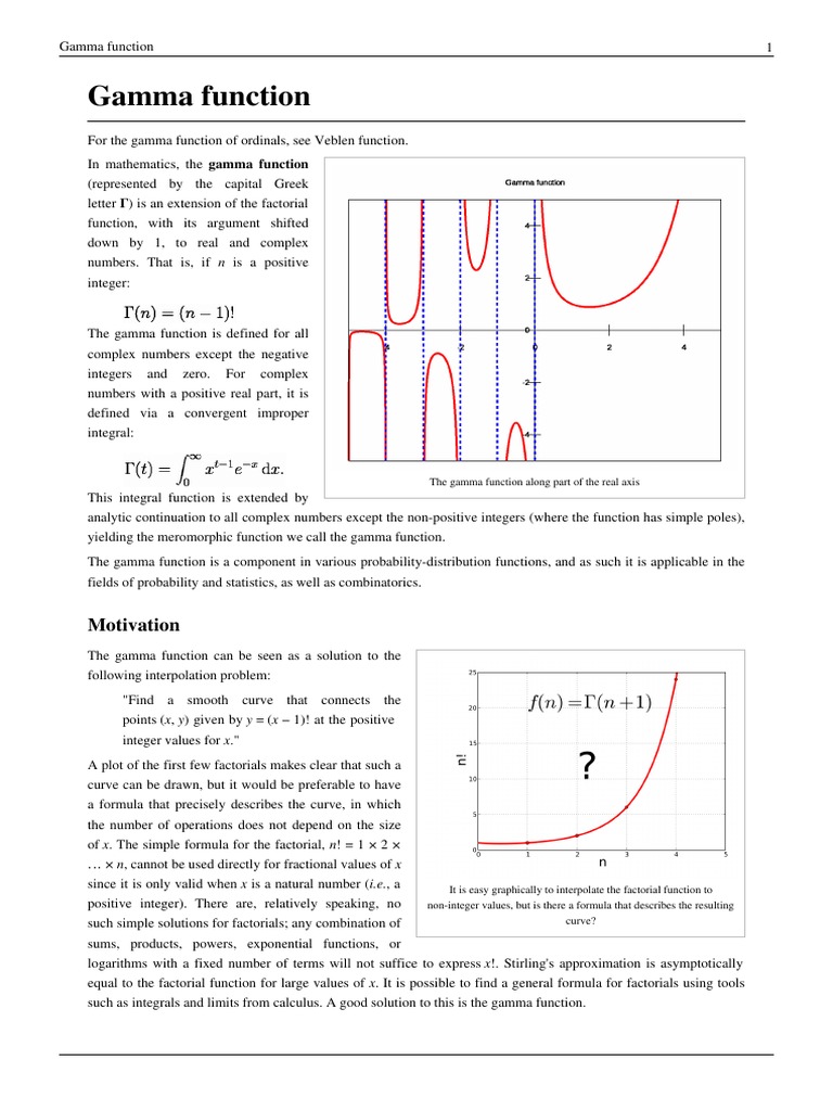 Gamma Function | PDF | Function (Mathematics) | Factorization