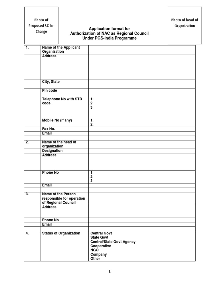 NAC Regional Council Application Form | PDF | Government | Business