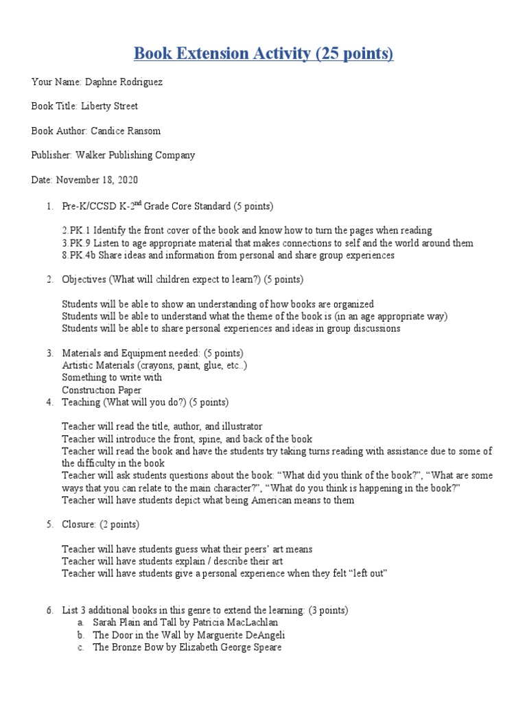 Book Extension Activity Fall 2020-1 | PDF | Art