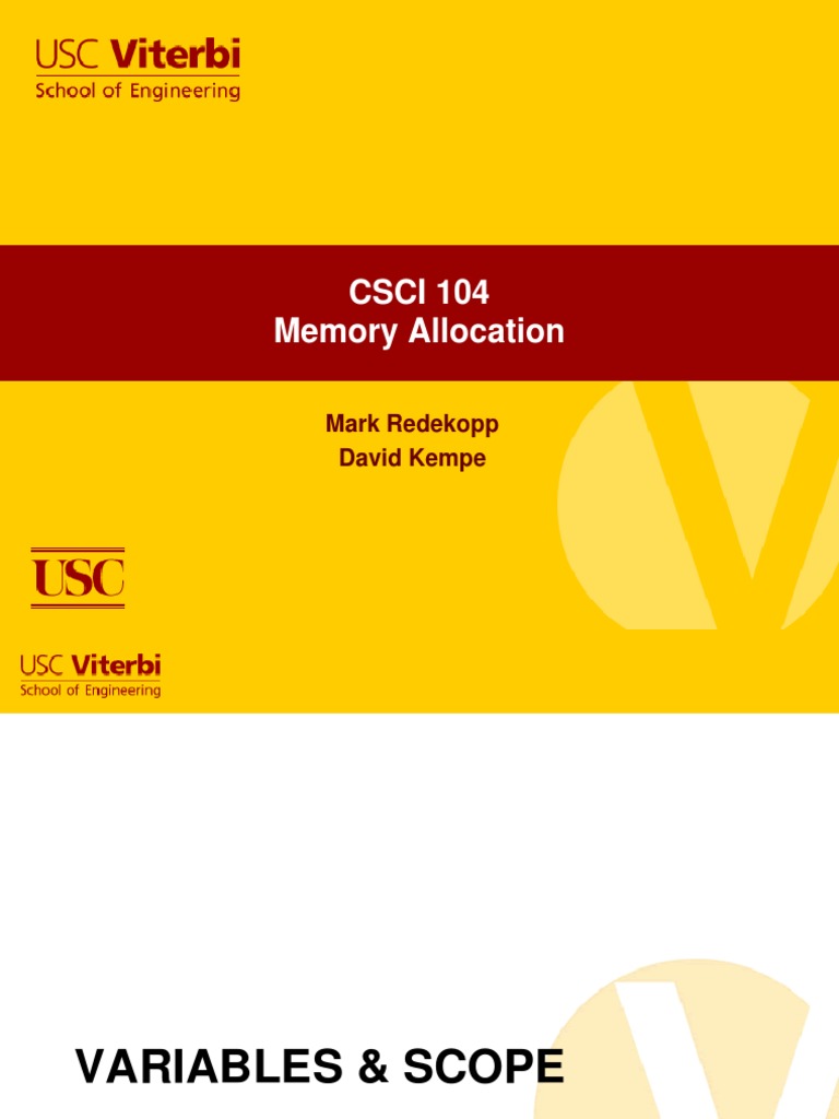 Csci 104 Memory Allocation Mark Redekopp David Kempe Pdf Pointer Computer Programming