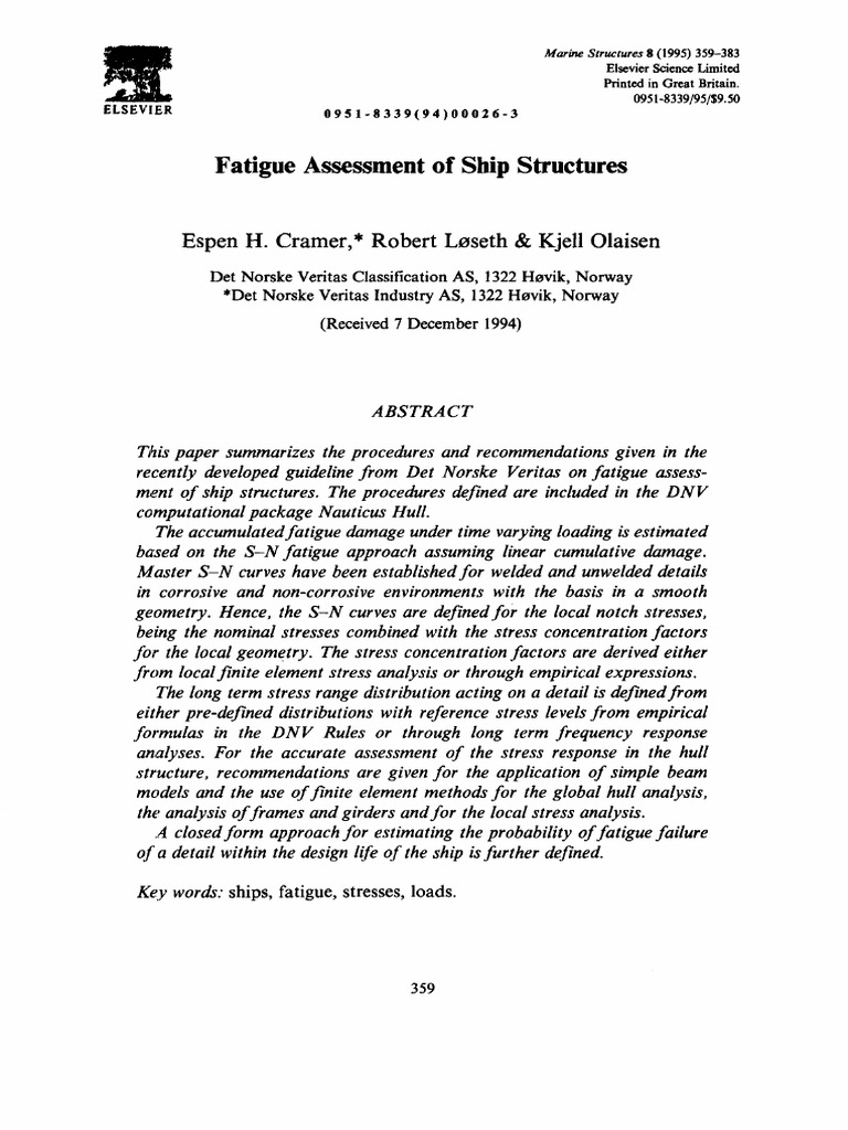 Fatigue Design Guidelines for Ships | PDF | Fatigue (Material) | Bending
