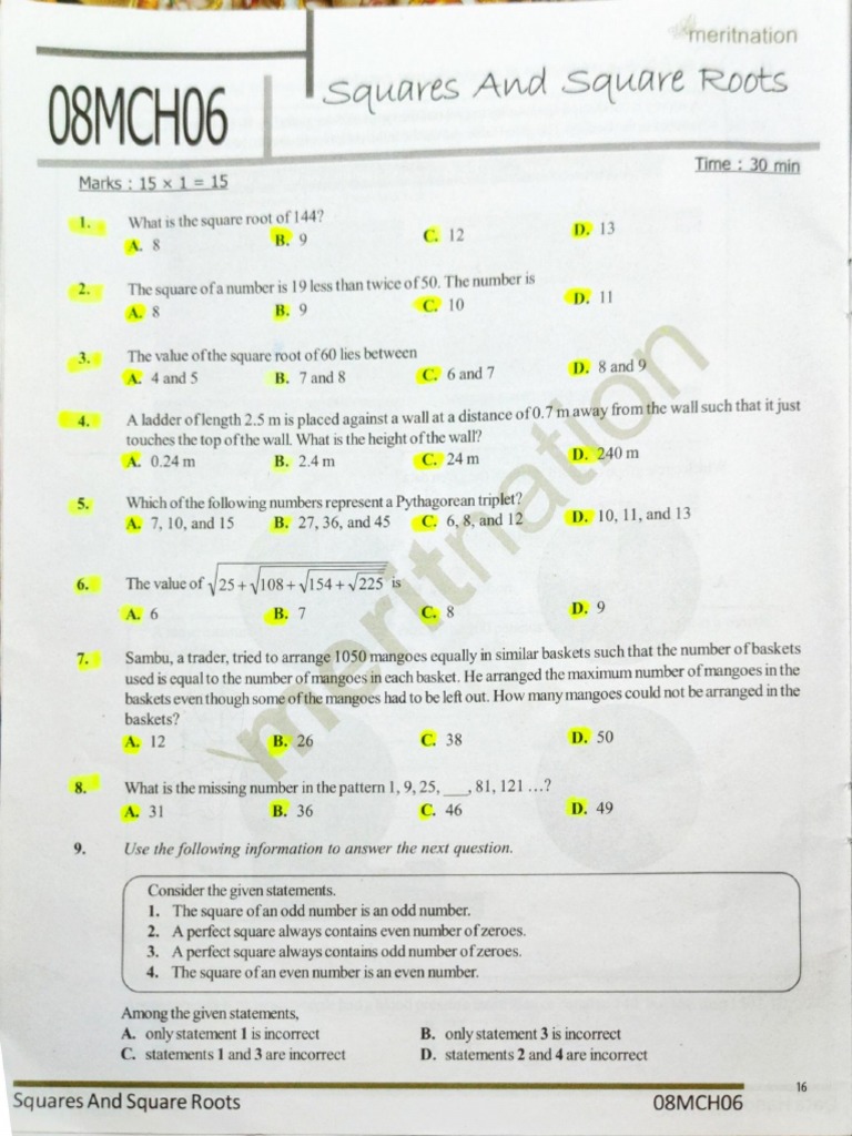 Meritnation Chapter 6 and 7 With Answer Key | PDF