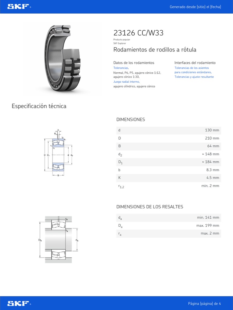 Rodamientos de Rodillos A Rótula: Dimensiones | PDF | Red mundial ...