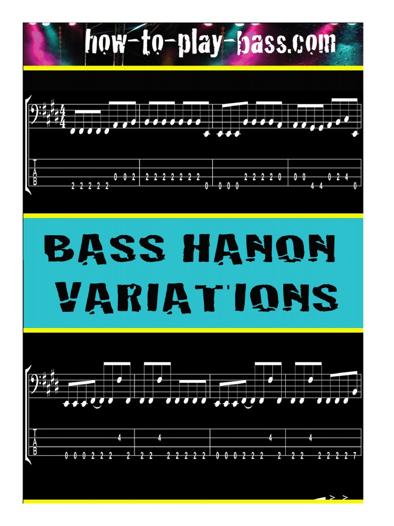 Bass Hanon Variations | PDF | Double Bass | Singing
