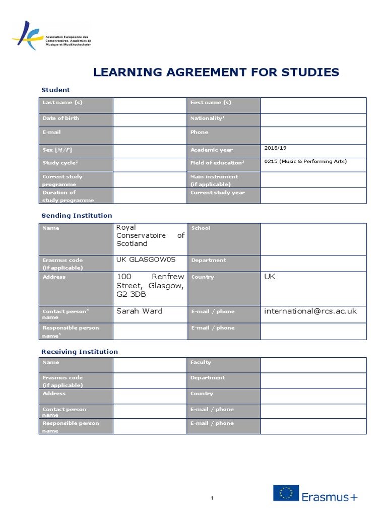 Learning Agreement For Studies: Student | PDF | Academic Degree | Academia